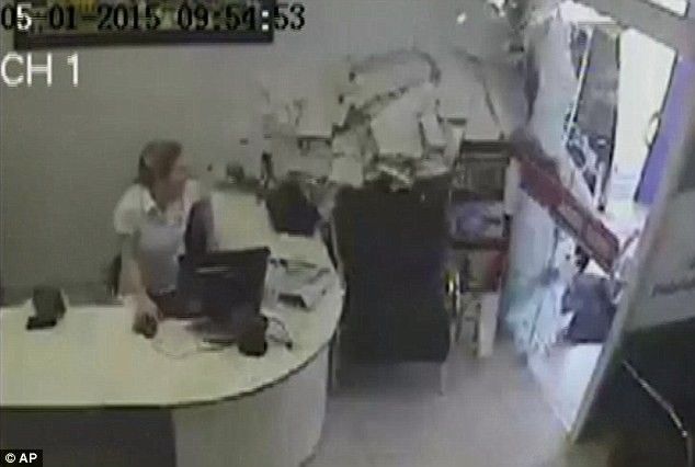 Weird: He was almost run over by a pickup truck… in the office! (Video ...