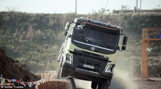 The new Volvo truck is tested on difficult terrain by a four-year-old ...