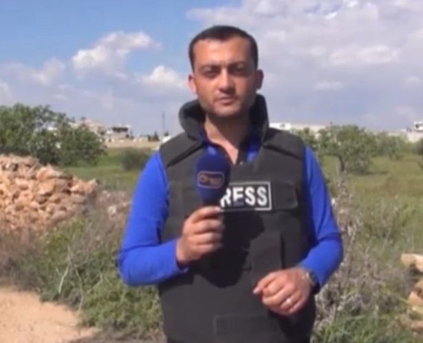 The journalist was hit in the face by a part of the projectile while ...