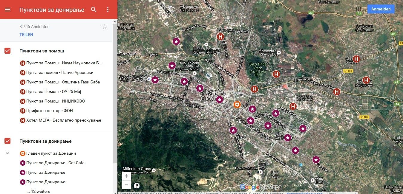 Do you want to help in Skopje? Here is the map with the points where ...