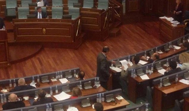 The draft resolution on the values of the KLA war is distributed to the ...