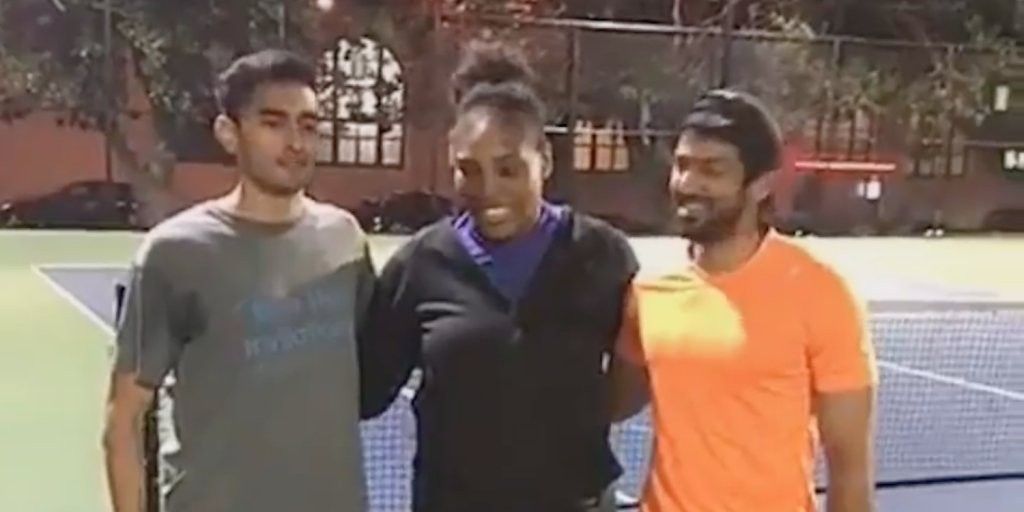 Serena surprises two random tennis players by asking them to join her ...