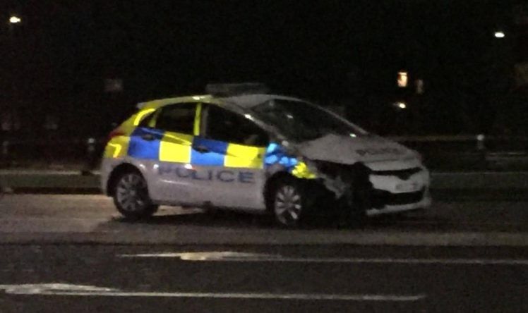 Police cars collide with each other, they were going to the same ...