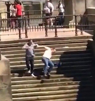 Just one wrong step caused him to slide down 12 steps and fall into the ...