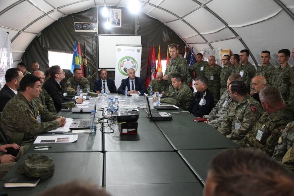 Minister Rrustem Berisha and the commander of the KSF, Rrahman Rama ...