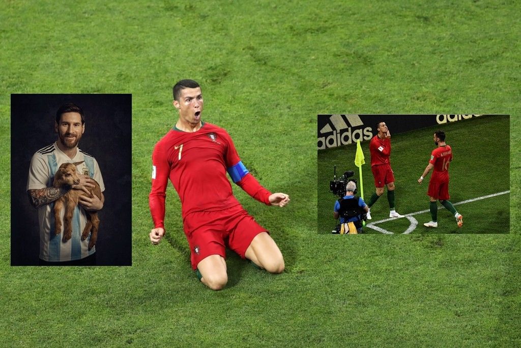 Ronaldo responds to Messi: He celebrates by touching his chin, to show ...