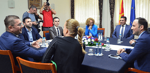 The leaders of the four largest parties in Macedonia are meeting again ...
