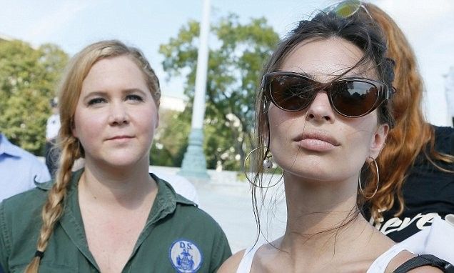 Amy Schumer and Emily Ratajkowski are arrested by police at the protest ...