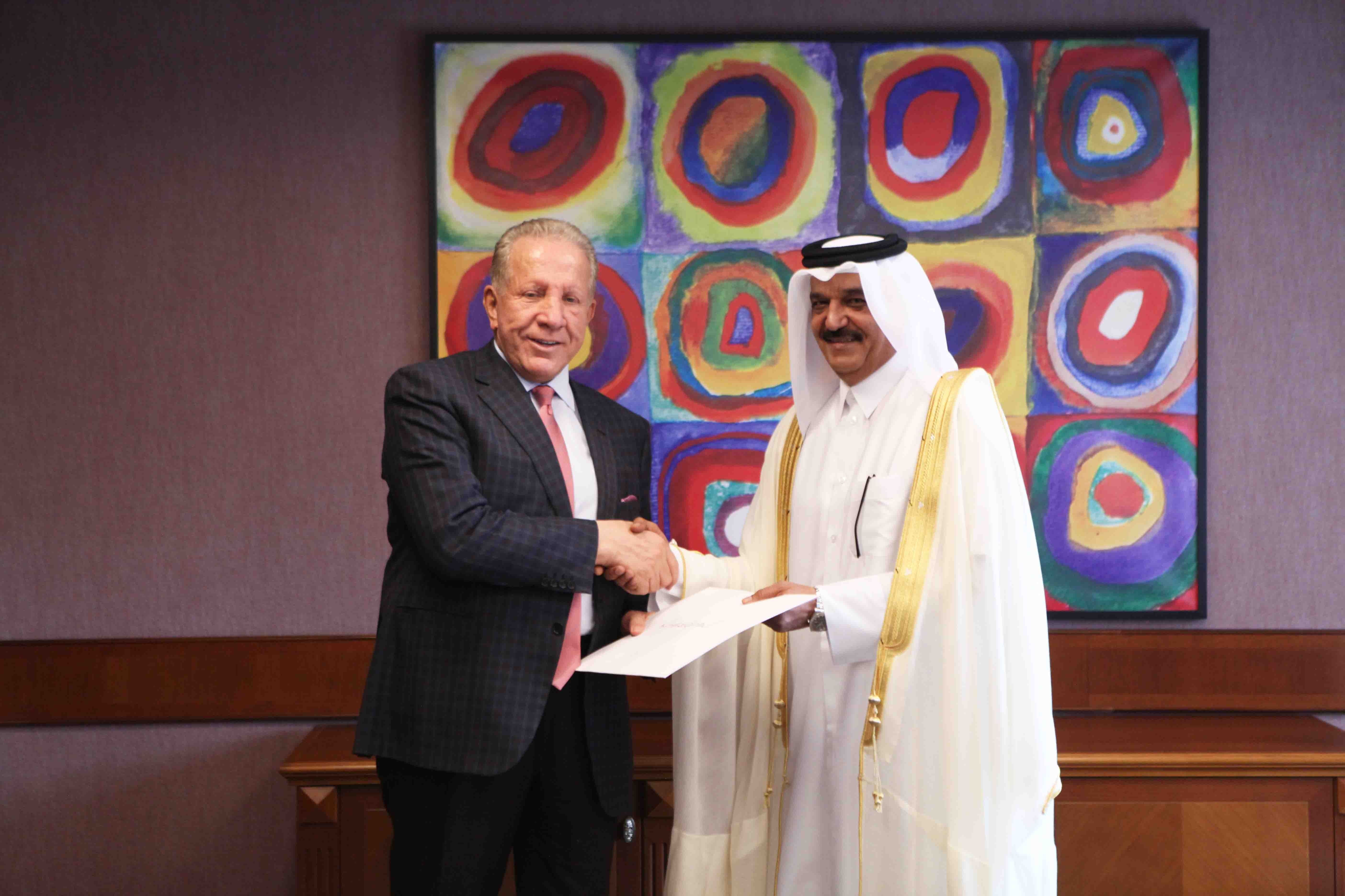 Pacolli accepts copies of Credentials from the Ambassador of Qatar ...