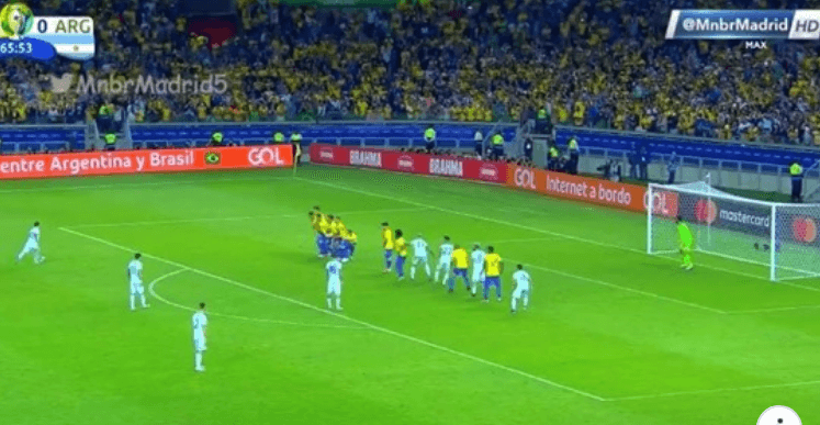 Alisson shows he's a quick learner, stopping Messi's free-kick ...