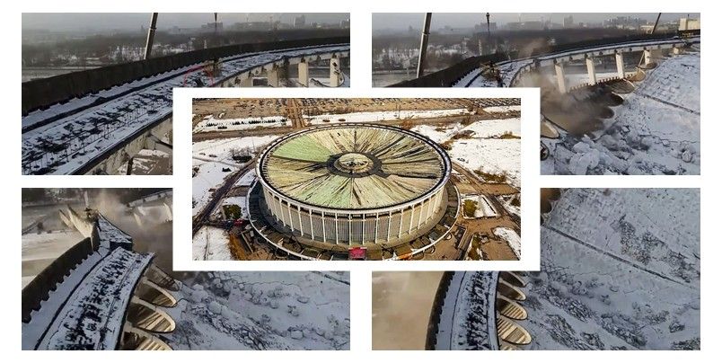 The giant stadium in Russia collapses while cutting the structure ...