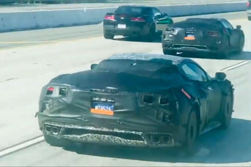 Open road testing of two Corvette Z06s, alongside a Ferrari 458 ...