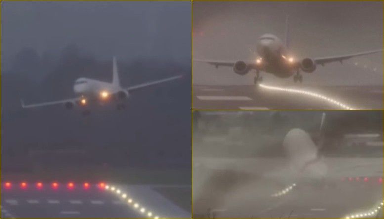 Strong winds - footage showing how the plane "swayed" at an airport in ...