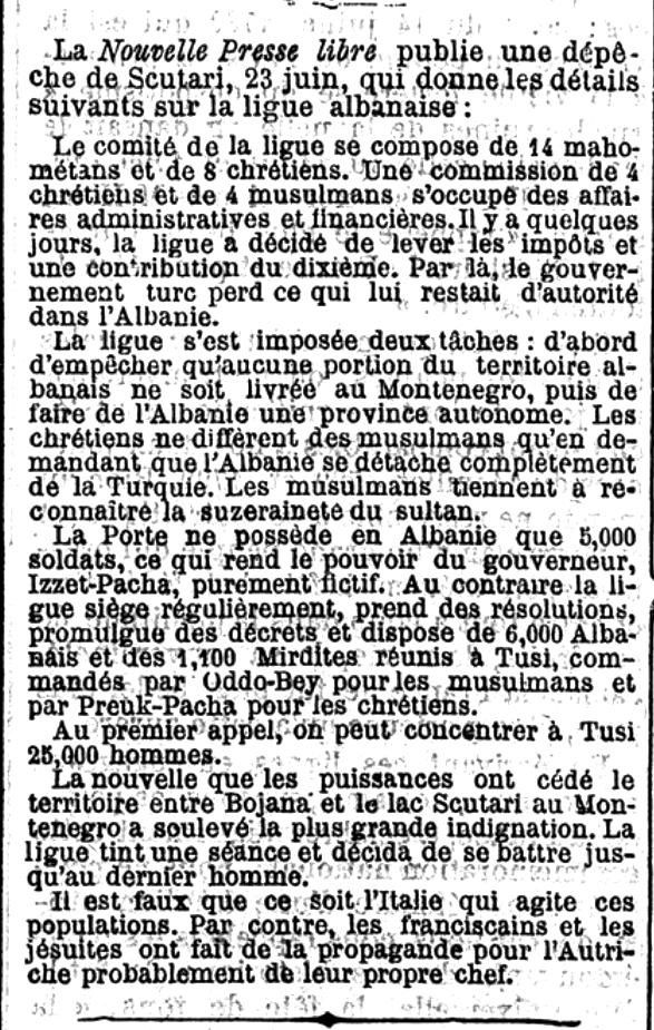 Letter from 1880, for the League of Prizren - Telegraph - Telegraph