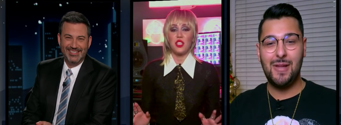 Miley Cyrus surprises on 'Jimmy Kimmel Live!' when he learns he has 74 ...