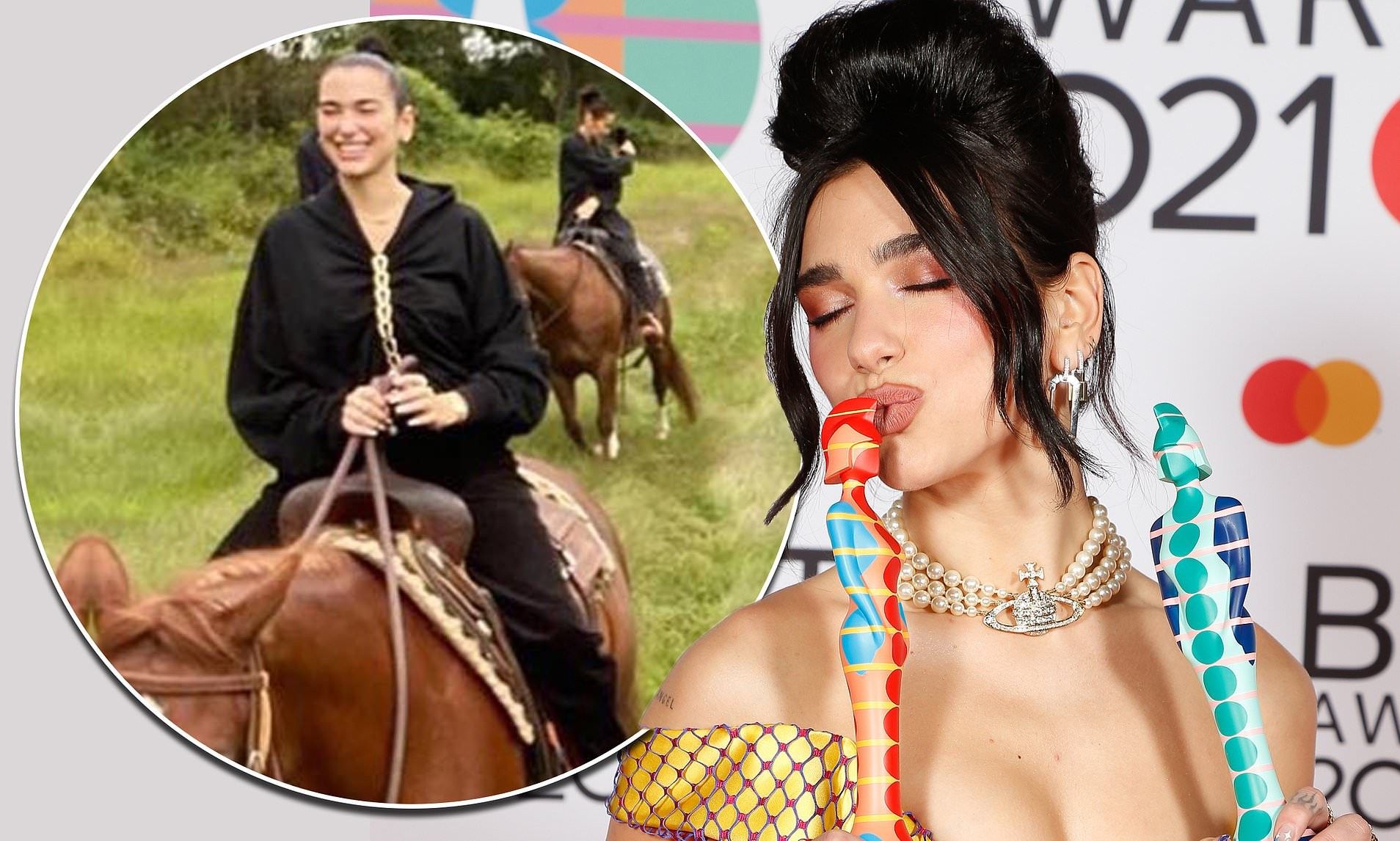 Dua Lipa enjoys horse riding with Anwar Hadid's family after success at ...