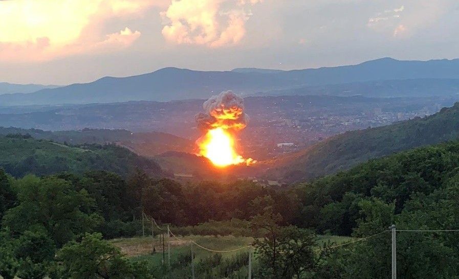 The explosion at the munitions factory in Čačak, Serbia, sabotage by ...