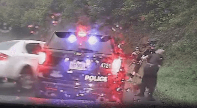 The officer in Virginia quickly pulls over and saves his partner from ...