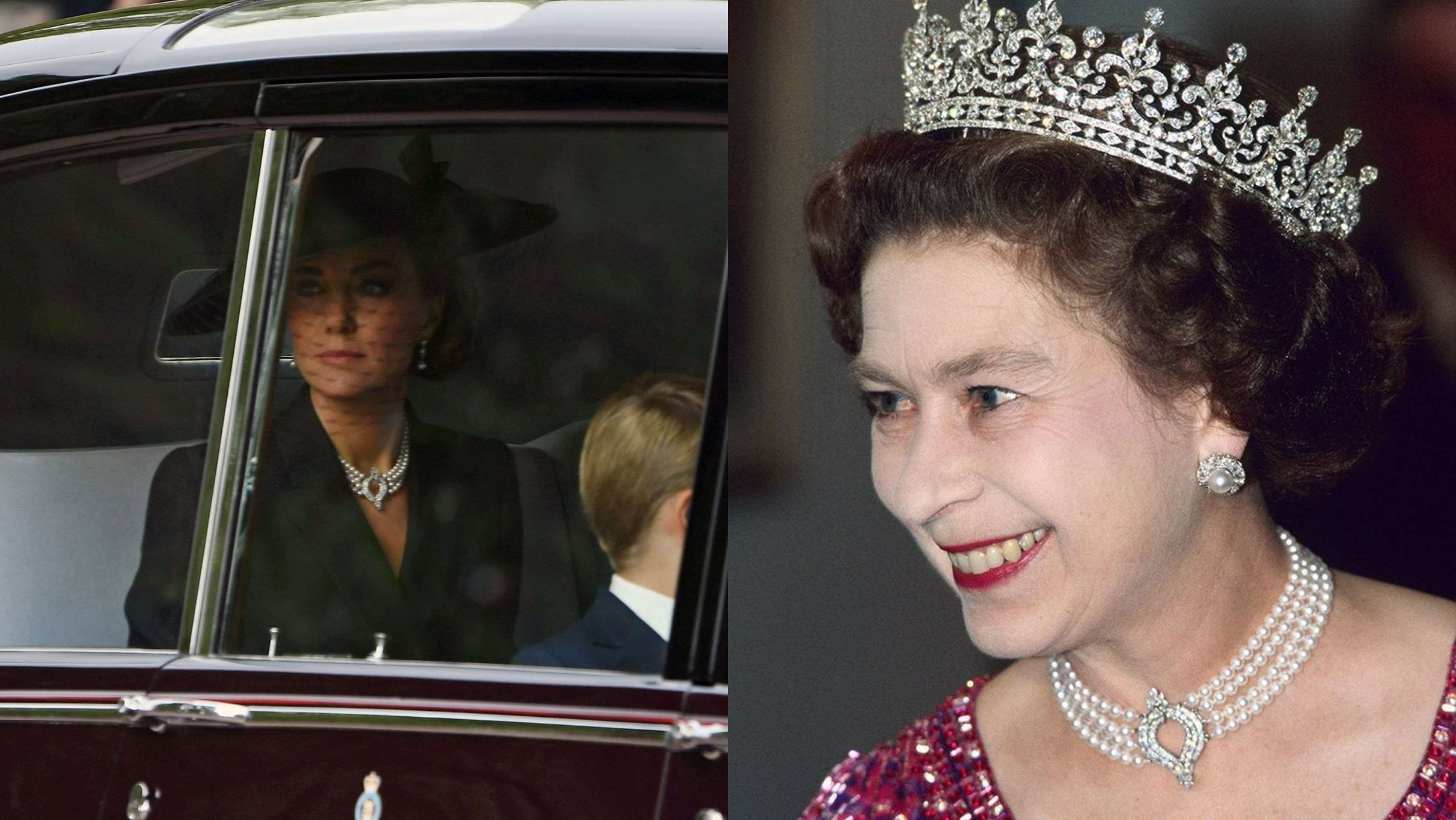 Në funeralin e saj, Kate Middleton vendos gjerdanin me perla që dikur e ...