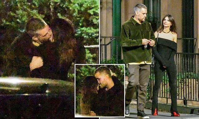Emily Ratajkowski is photographed passionately kissing a mystery man ...
