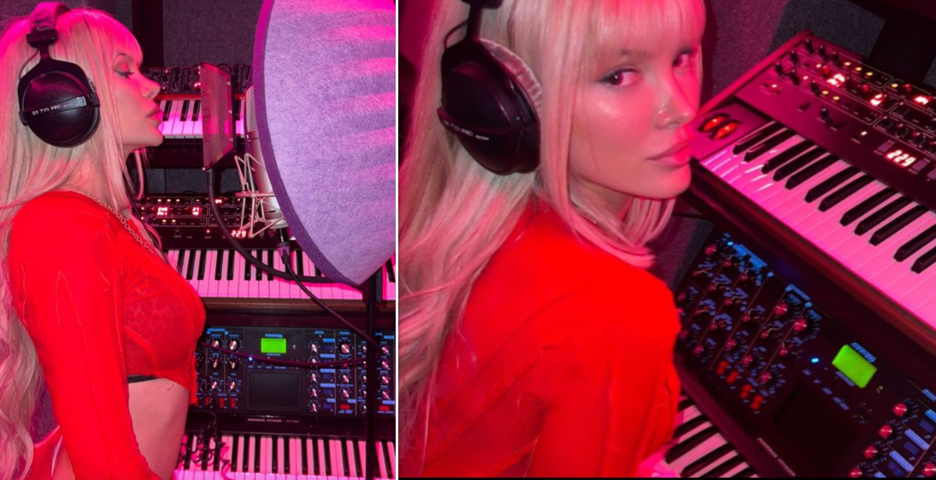 Era Istrefi in the studio for the new music project - Telegrafi - Telegrafi