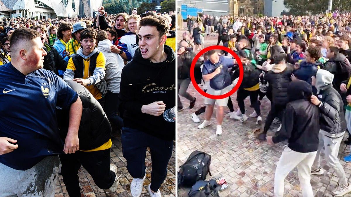 Shocking moment Australian fans spit on France fans and steal their ...