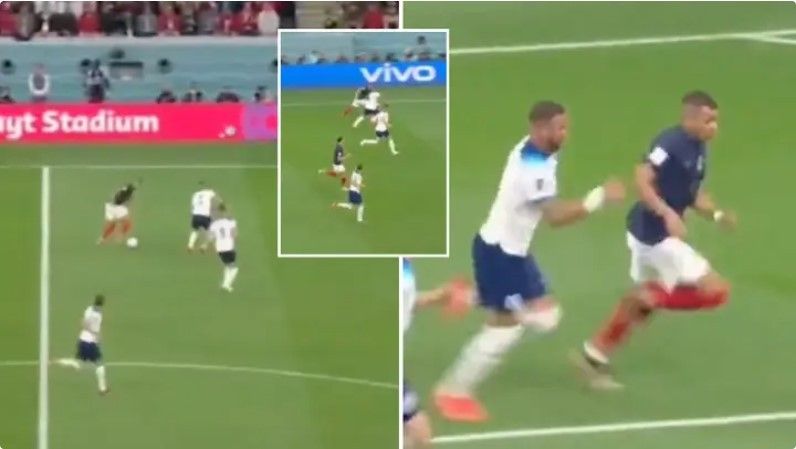 The moment that shows Mbappe won the speed race against Walker in a ...