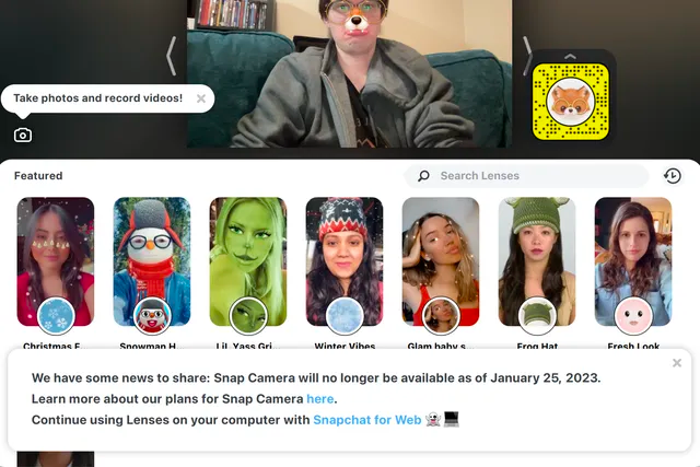 Snap is shutting down the app that puts fancy filters on video calls ...