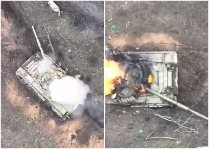 The moment when the shell thrown by the Ukrainians destroys the Russian ...
