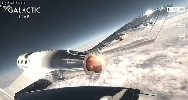Crew aboard Virgin Galactic space plane celebrates successful launch ...