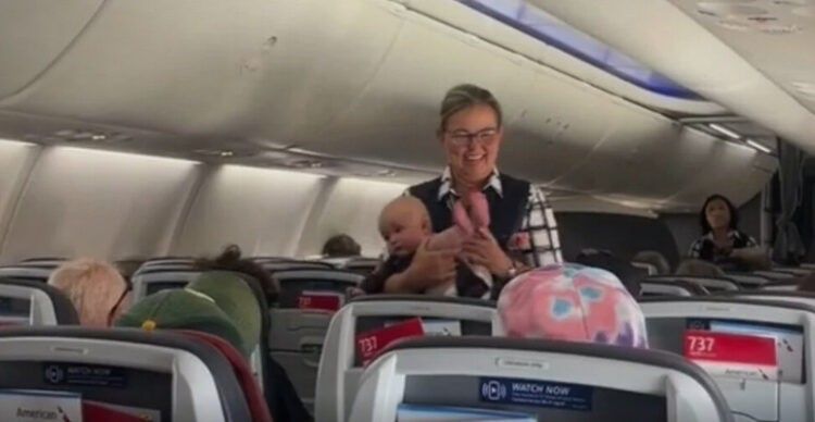 The flight attendant pleased the passengers - calmed the worried baby ...