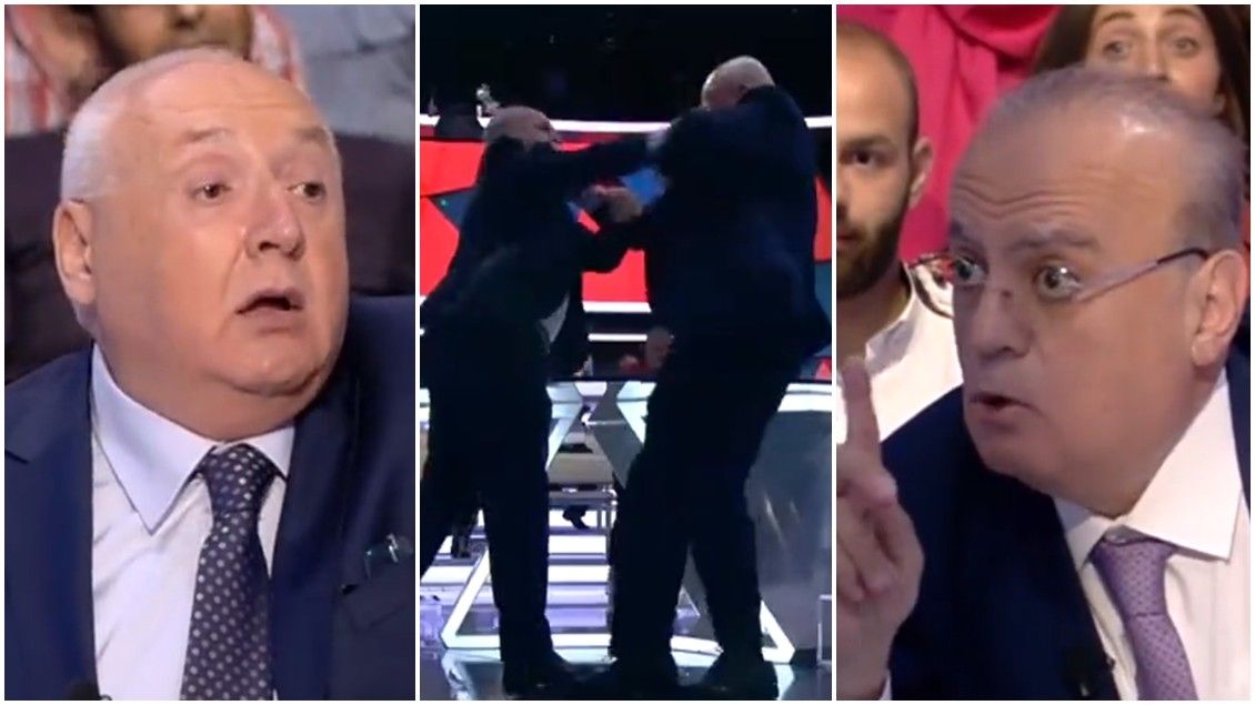 “Ring boksi” gjatë një debati televiziv në Liban, politikani rrihet me ...