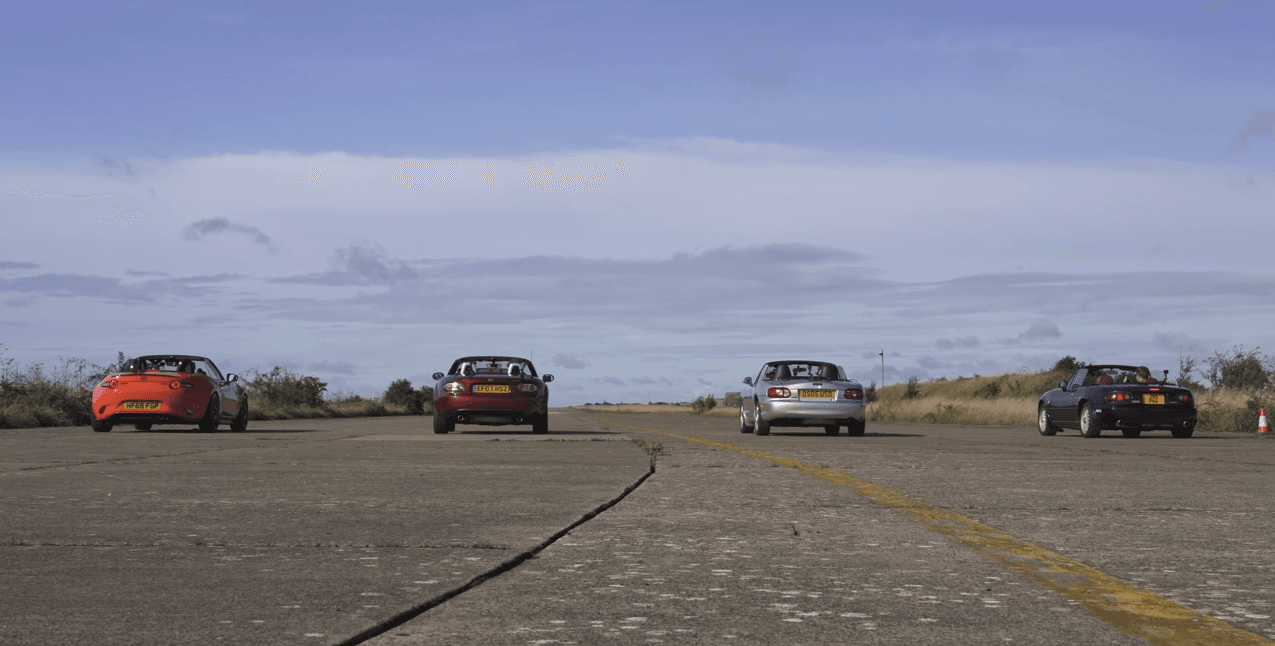 See which generation of Mazda MX-5 Miata is the fastest in this 'drag ...
