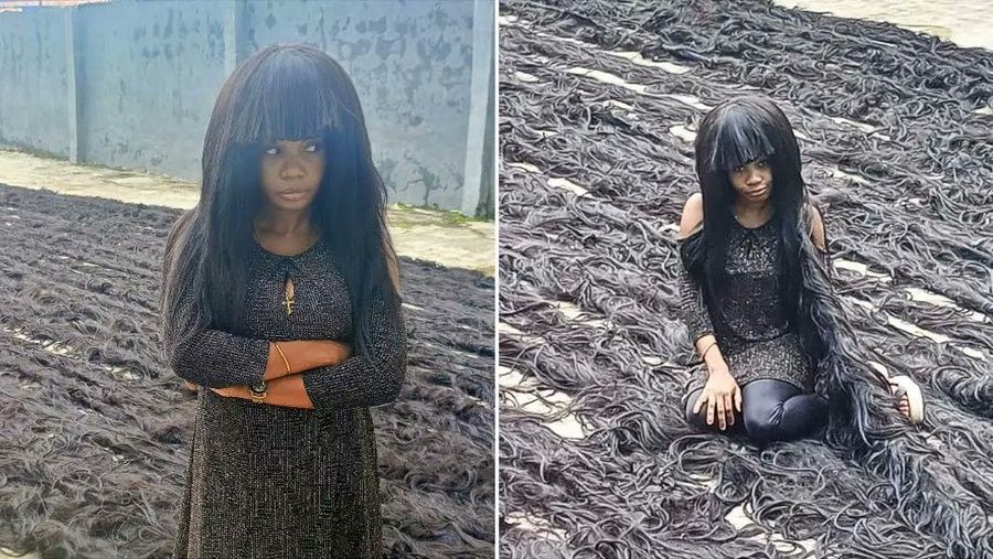 Nigerian woman created the longest wig in the world - Telegraph - Telegraph