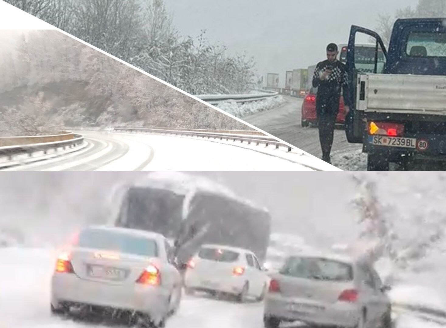 Kaos në Strazhë, reshjet e borës bllokojnë disa kamionë dhe makina ...