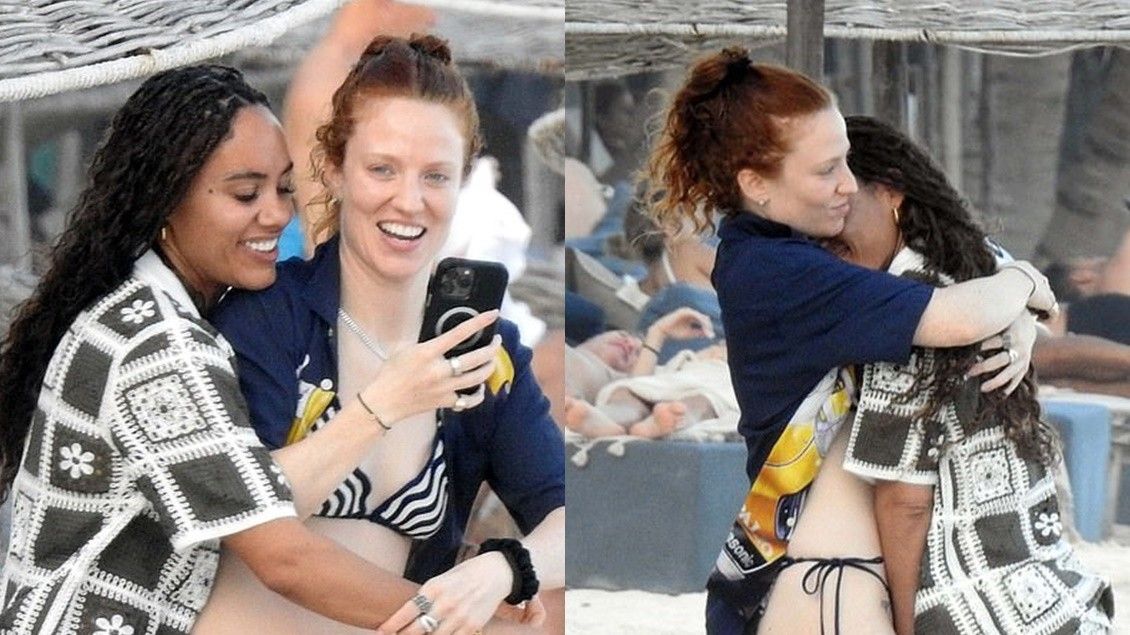 Alex Scott hangs out with girlfriend Jess Glynne on the beach in Mexico ...