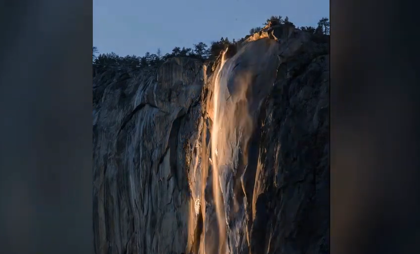 California waterfall turns into a waterfall with "fire" flowing from it ...