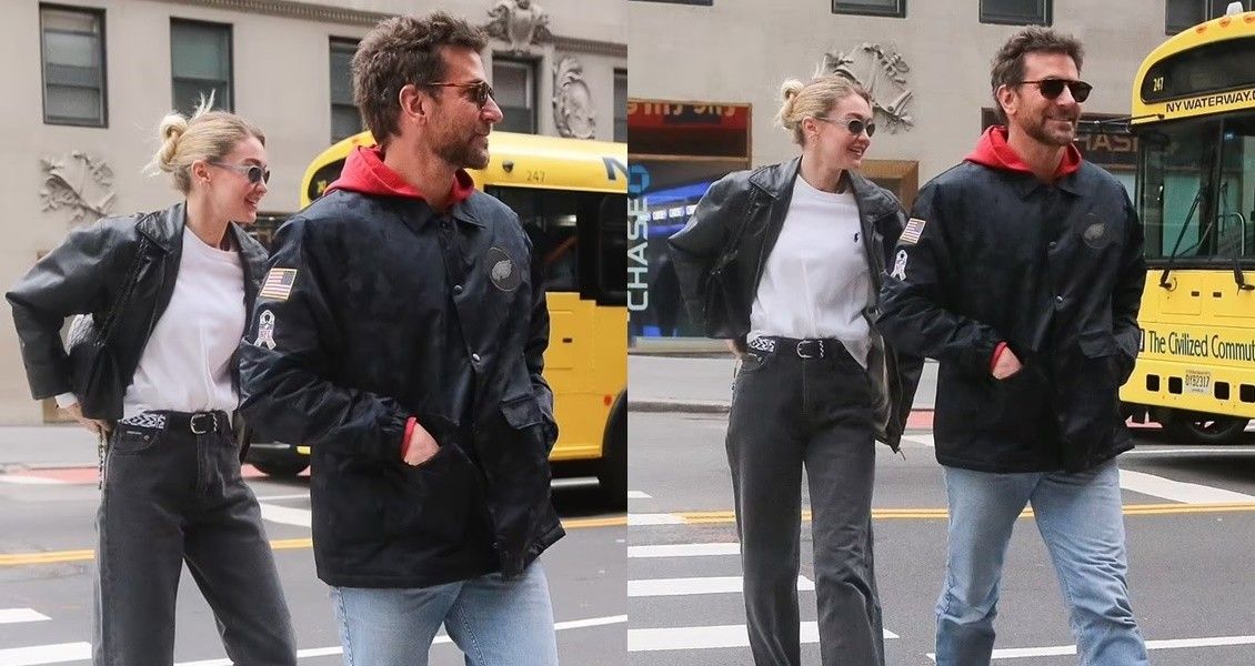 Gigi Hadid and Bradley Cooper appear very happy, as they go out ...