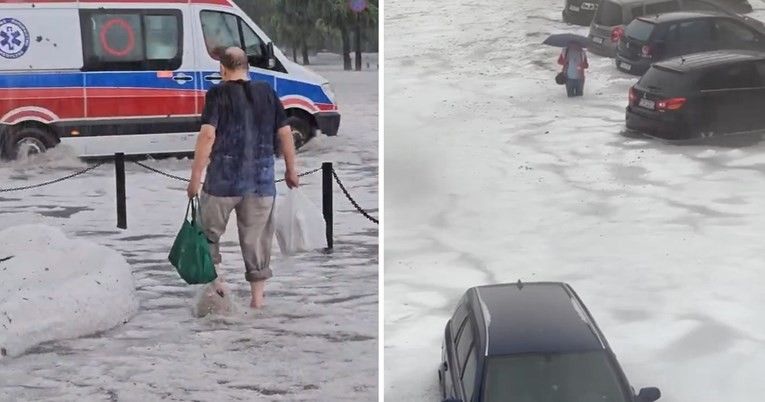 Stuhia e frikshme e lë qytetin polak të mbuluar nga breshri - Telegrafi ...