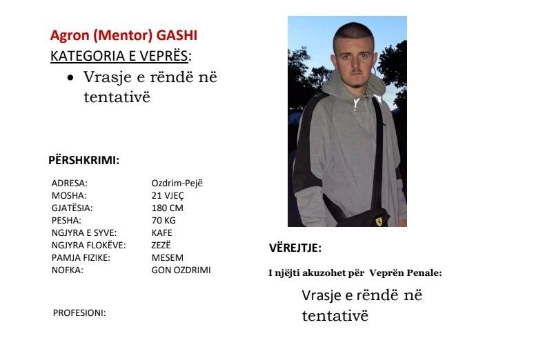 The police are looking for Agron Gashi, the suspect for last night's ...