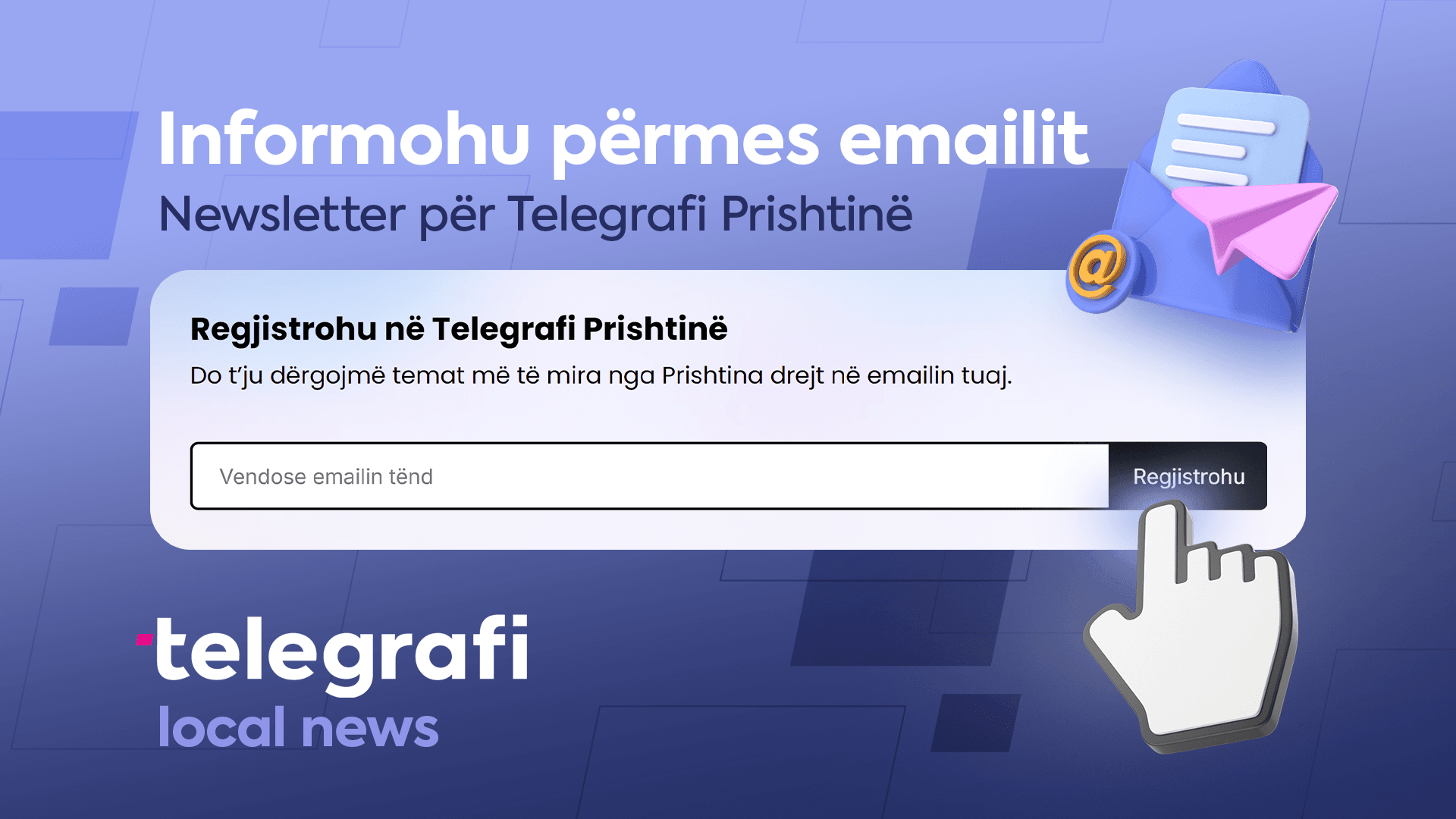 Qyteti yt, lajmet e tua: Regjistrohuni me email në Telegrafi Prishtinë ...
