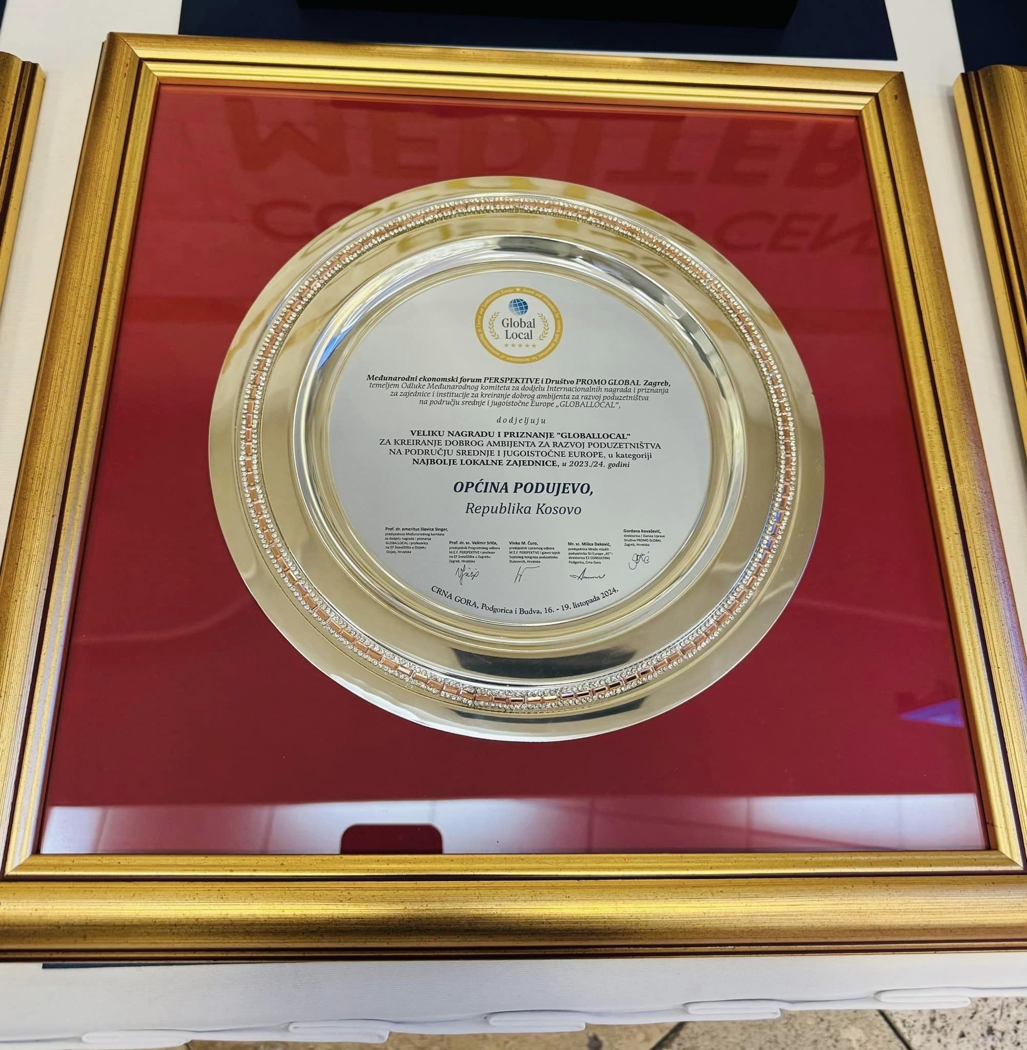 The municipality of Podujeva is honored with an international award ...