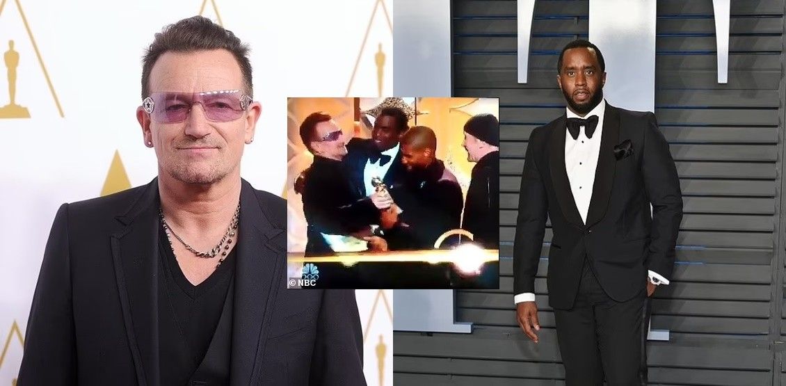 The 2014 video goes viral when Diddy goes on stage to kiss Bono, while ...