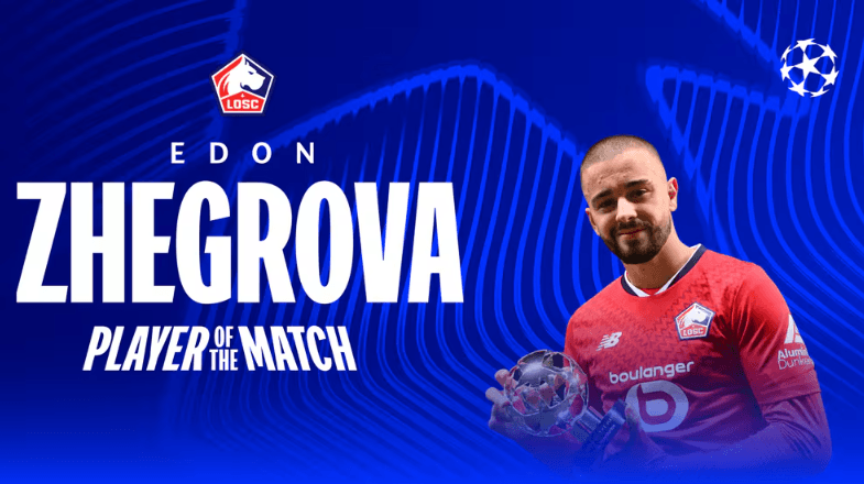 UEFA announces Edon Zhegrova as the best player of the match: Lille 1-0 ...
