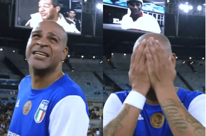 Adriano broke down in tears at his football farewell when he saw his ...