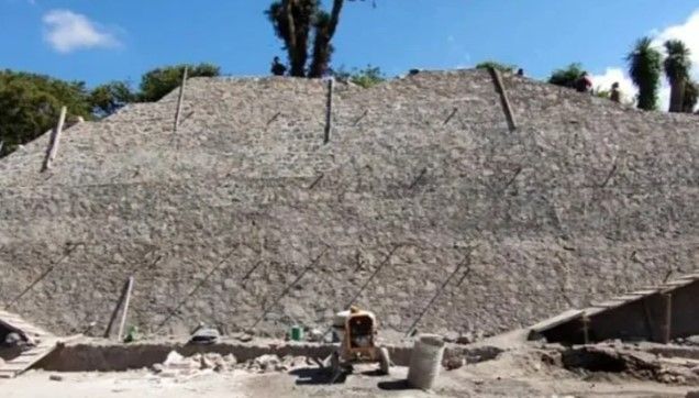 Ruins of a pyramid are discovered during the reconstruction of the ...
