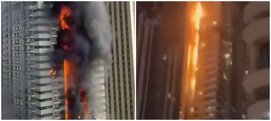 Skyscraper engulfed by massive fire - 400 people evacuated in Dubai ...