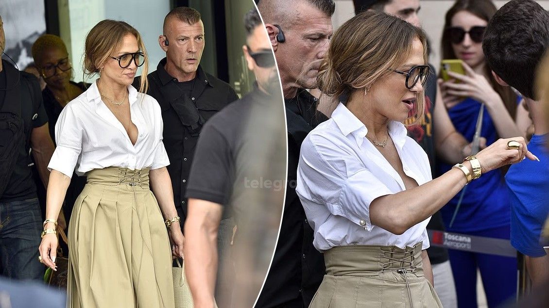 Jennifer Lopez mahnit me stil në Pisa, pranon lule nga fansat gjatë ...