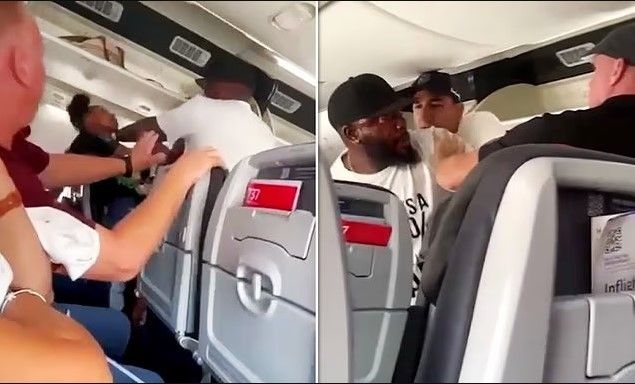 A fight breaks out between a man and a woman on an American Airlines ...