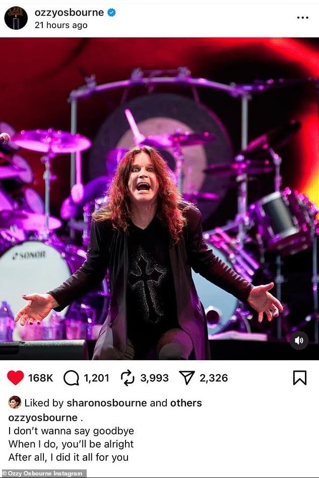 Sharon Osbourne breaks silence after Ozzy's death with sweet gesture ...